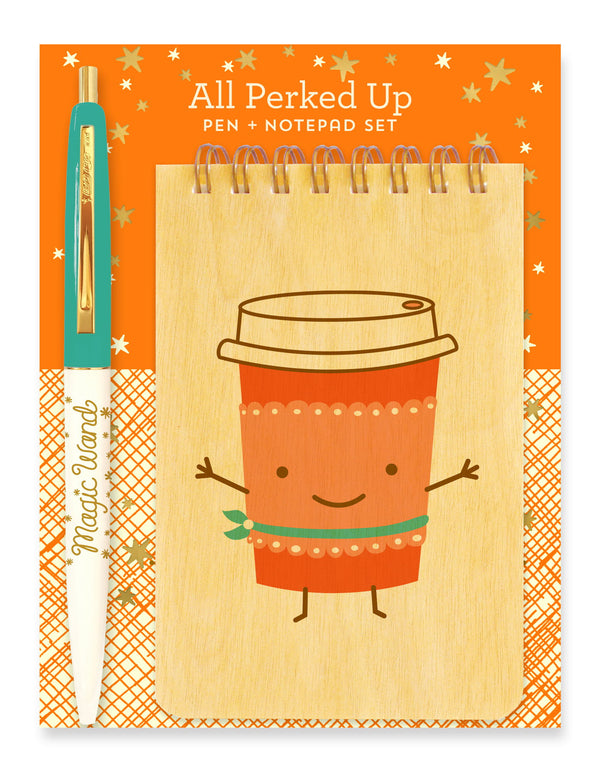 All Perked Up Wood Mini Notepad + Pen Gift Set – Night Owl Paper Goods