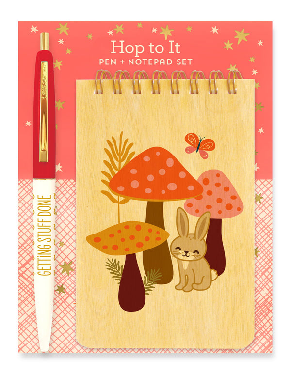 Hop to It Wood Mini Notepad + Pen Gift Set – Night Owl Paper Goods
