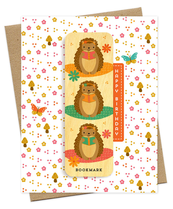 Reading Hedgie Bookmark Birthday Card – Night Owl Paper Goods