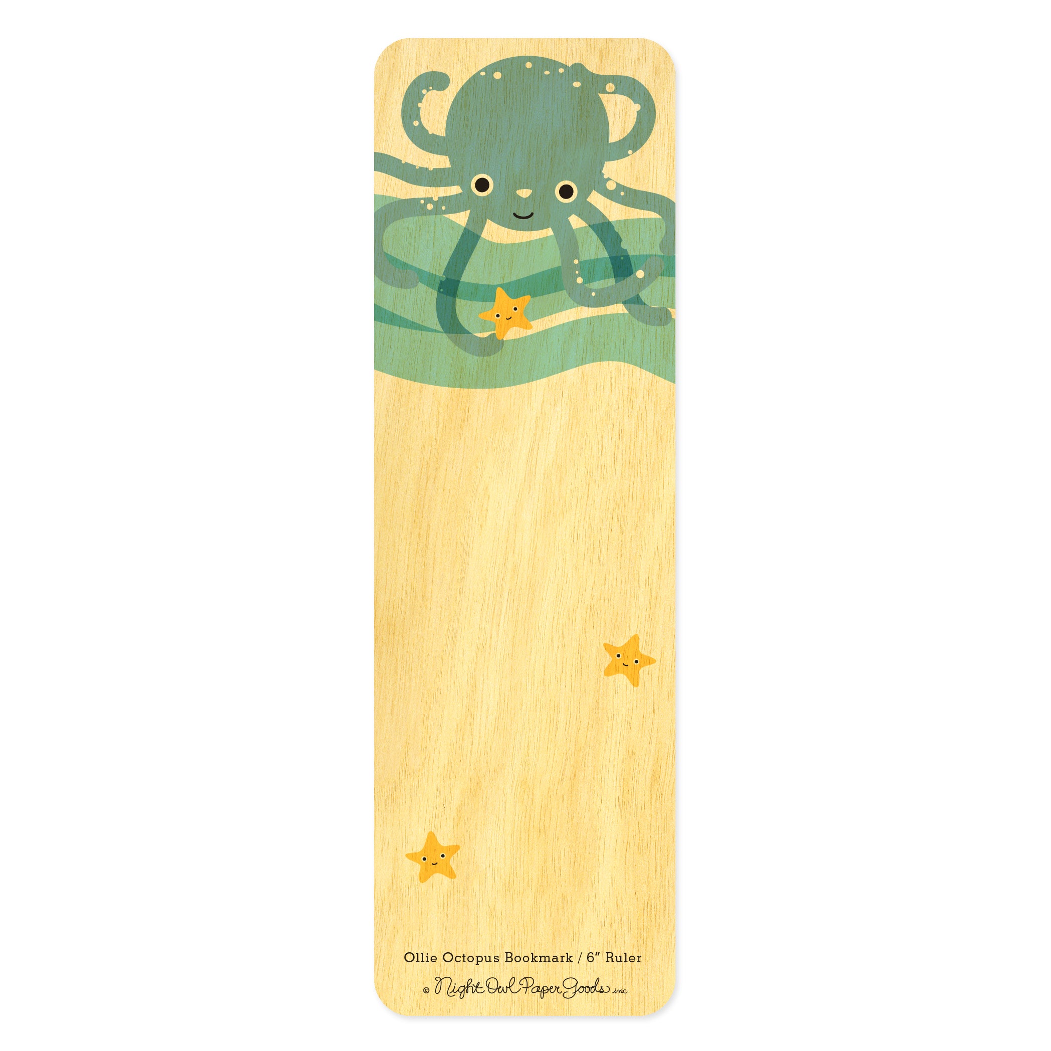 Ollie Octopus Wood Bookmark/Ruler – Night Owl Paper Goods