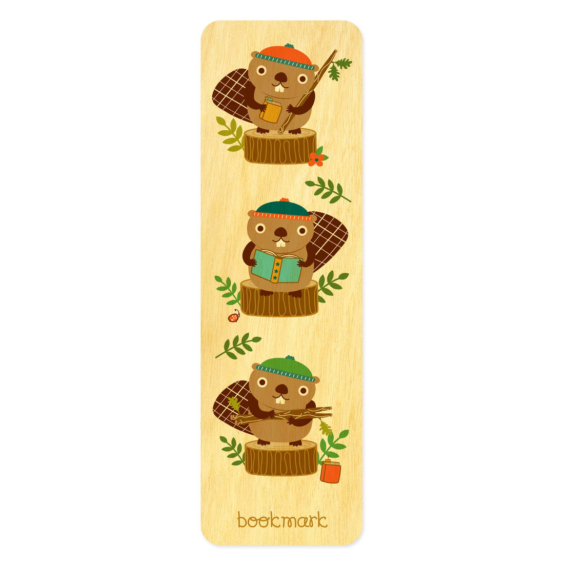Beaver Reader Wood Bookmark – Night Owl Paper Goods